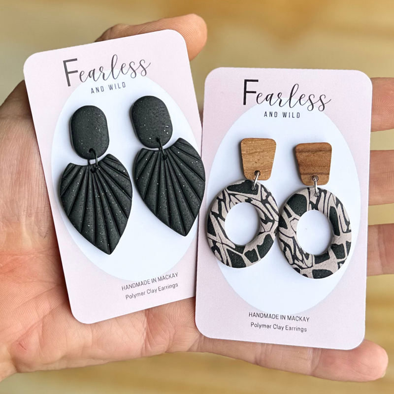 Shop Black Polymer Clay Earrings | Black Handmade Earrings – Fearless ...