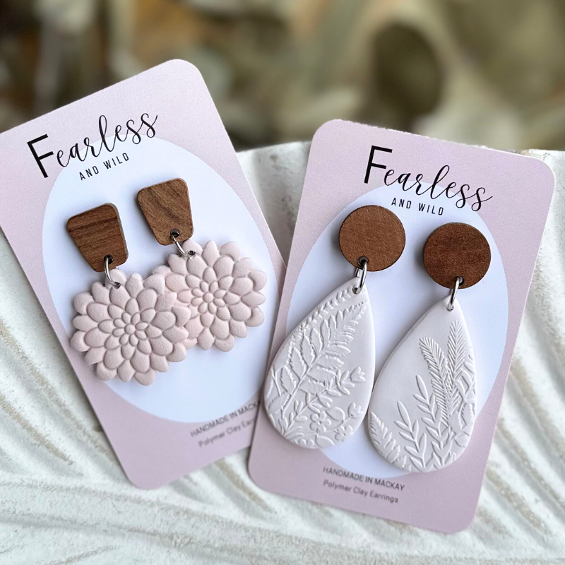 Shop White Handmade Polymer Clay Earrings | Nude Earrings – Fearless ...