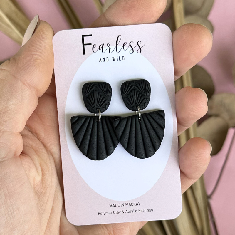 Ginnie Black Dangles | Womens Handmade Earrings | Black Earrings ...