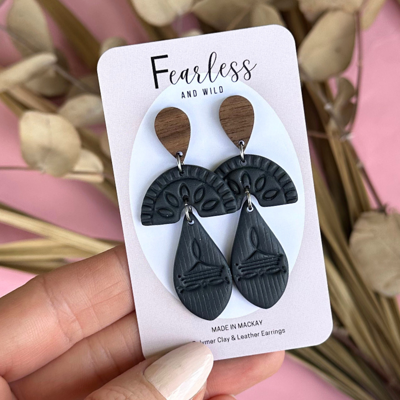 Elle Charcoal | Charcoal Handmade Earrings | Sensitive Ear Friendly ...