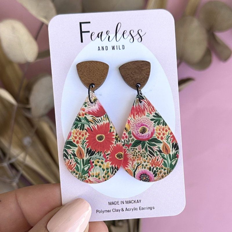 Tia Native Acrylic - Statement Acrylic Earring - Native Flower Earring ...