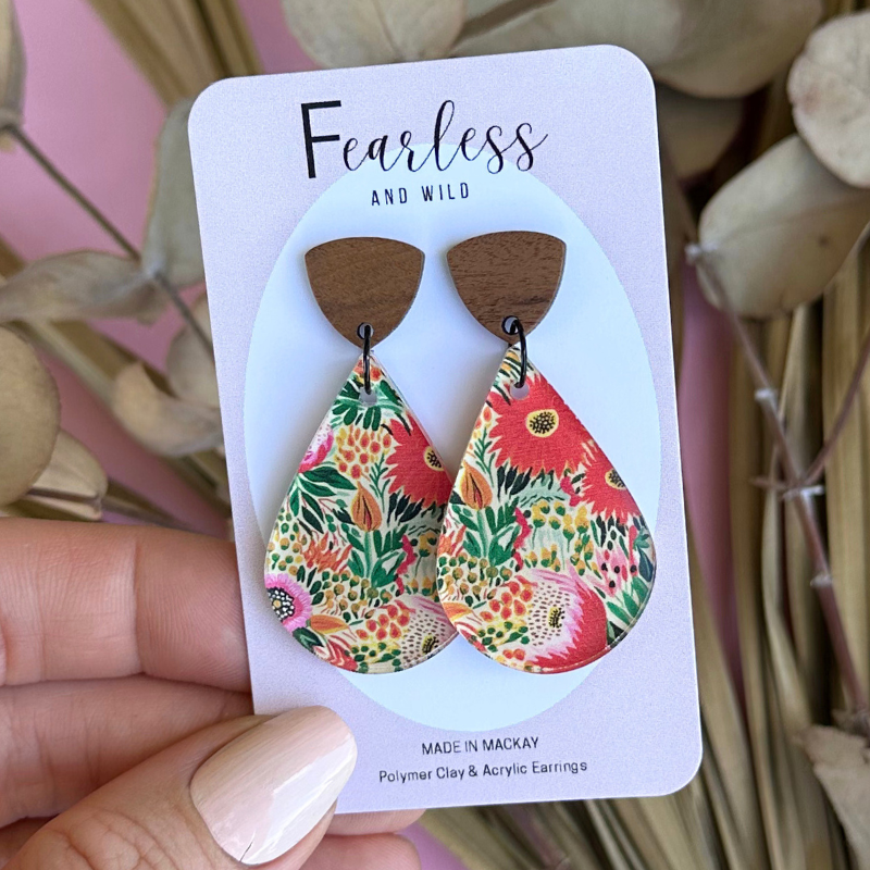 Tia Native Acrylic - Statement Acrylic Earring - Native Flower Earring ...