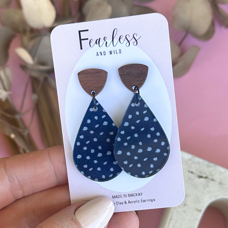 Tia Navy Acrylic - Statement Acrylic Earring - Womens Earring ...