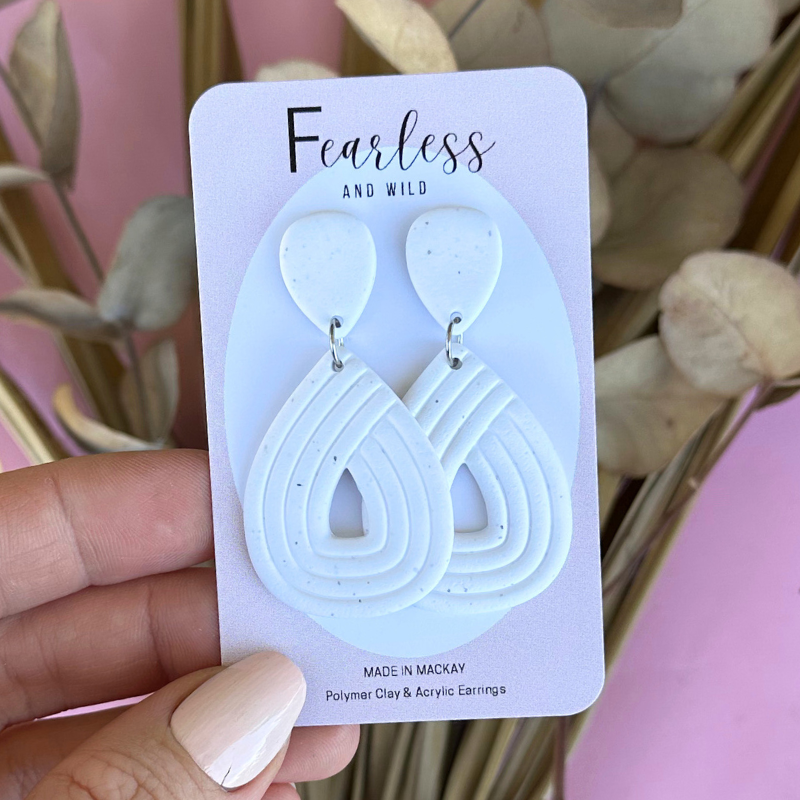 Charlie White - White Earrings - Shop Handmade Earrings – Fearless And Wild