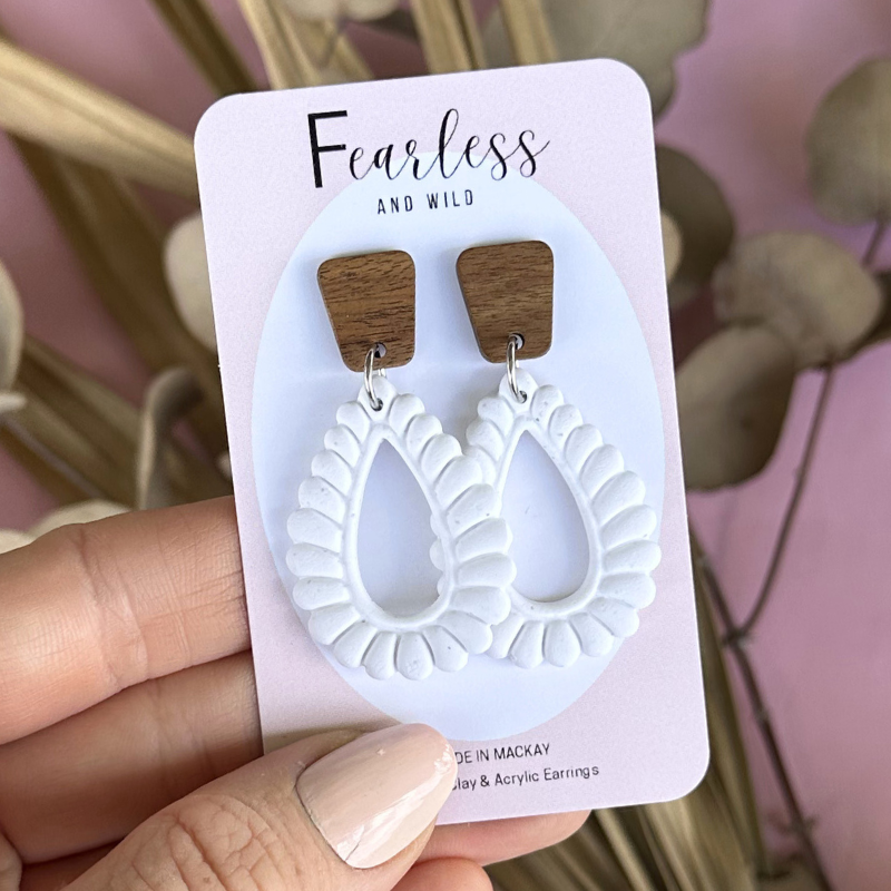 Gail White - Handmade Clay Earrings - White Womens Earrings – Fearless ...