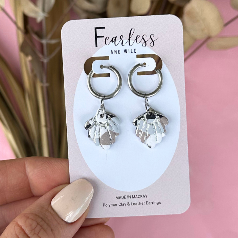 Daisy Petal White Dangle - Neutral Earrings - Petite Earrings ...