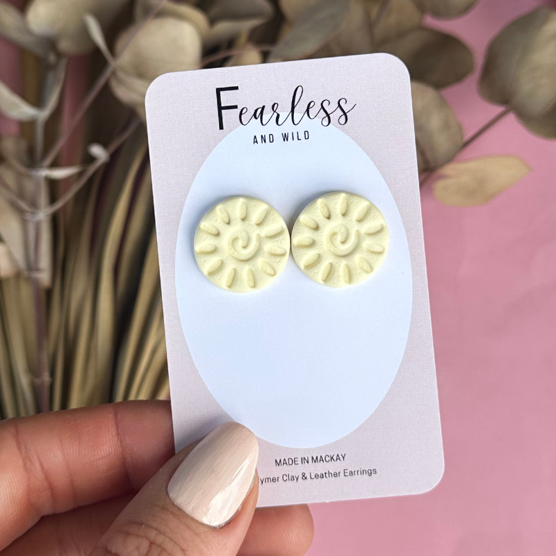 Yellow Large Stud - Polymer Clay Earrings Online - Handmade Earrings ...